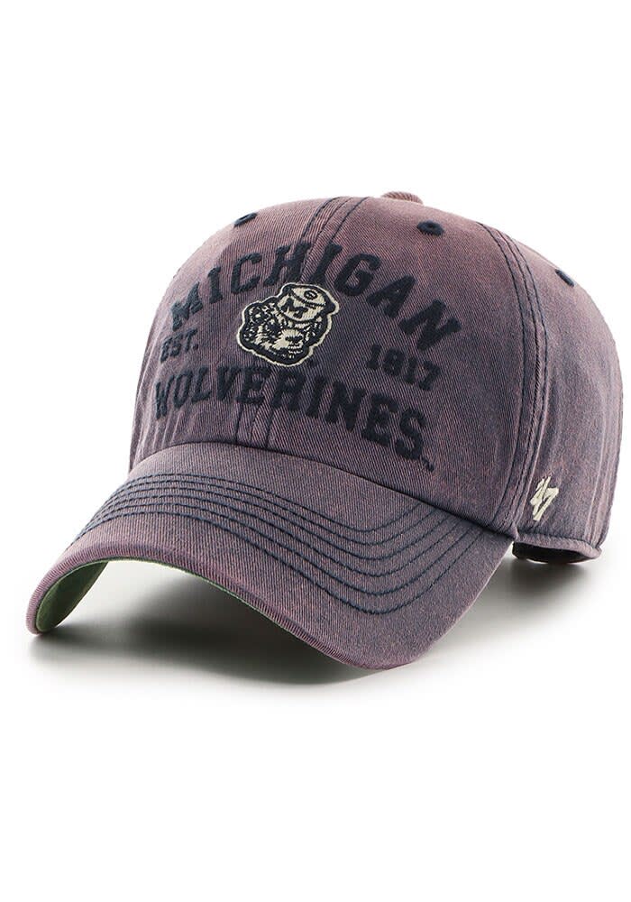 47 Michigan Wolverines BLUE Retro Dusted Steuben Clean Up Adjustable ...