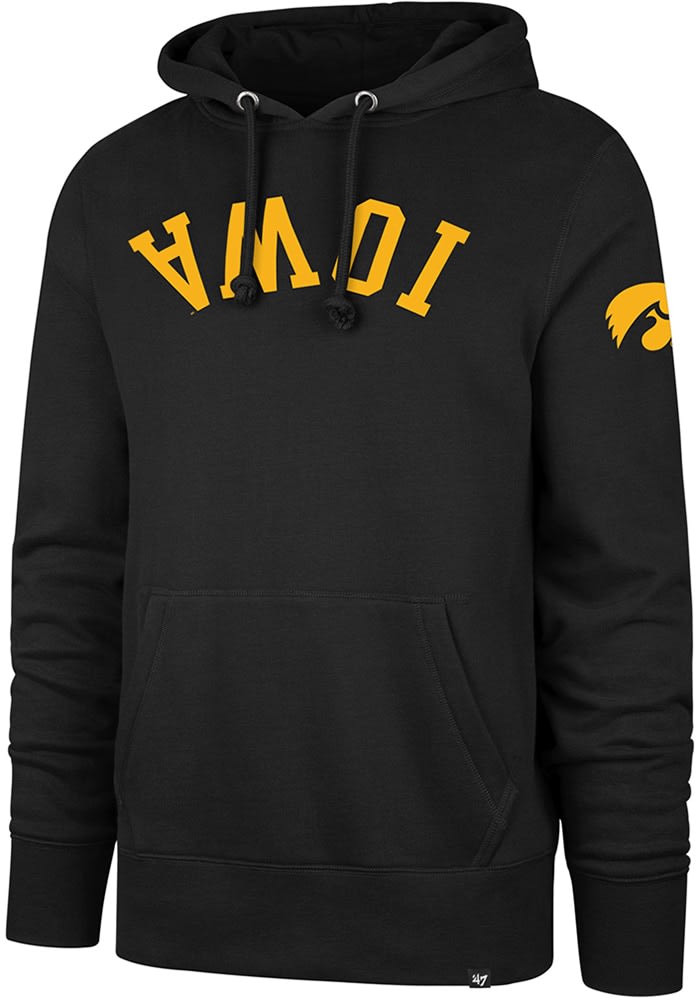 47 Mens BLACK Iowa Hawkeyes Headline Upside Down Fashion Hood - 48021575