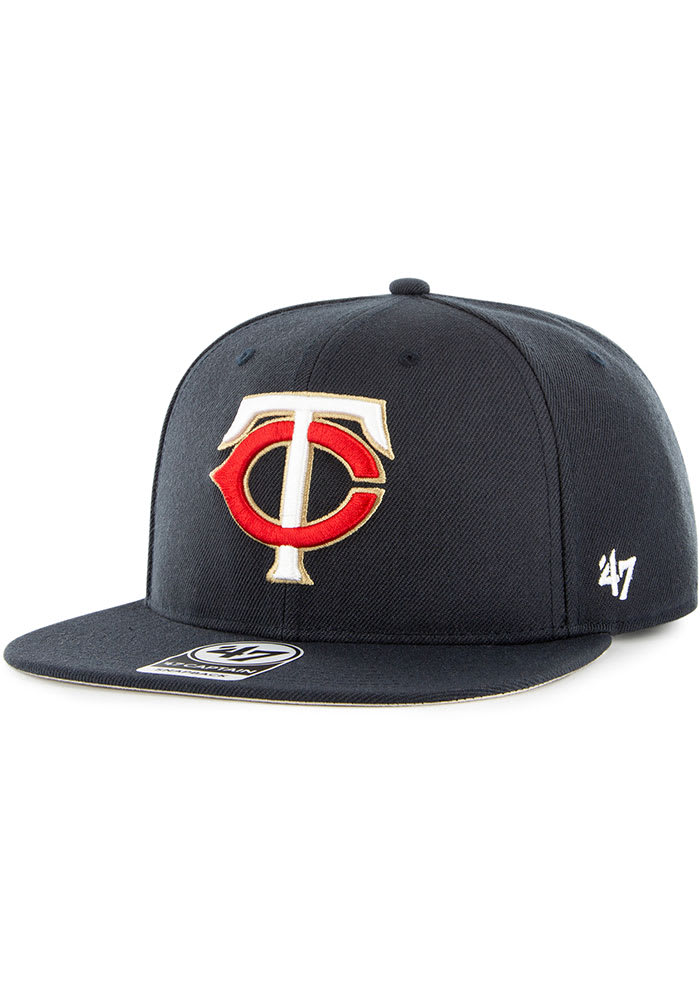 Minnesota Twins 47 NAVY Sure Shot Captain Snapback Hat - 48023260