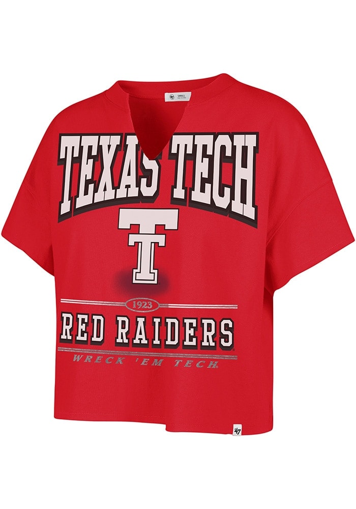 47 Texas Tech Red Raiders Womens Red Elation Oversized Notch T-Shirt - 48024250