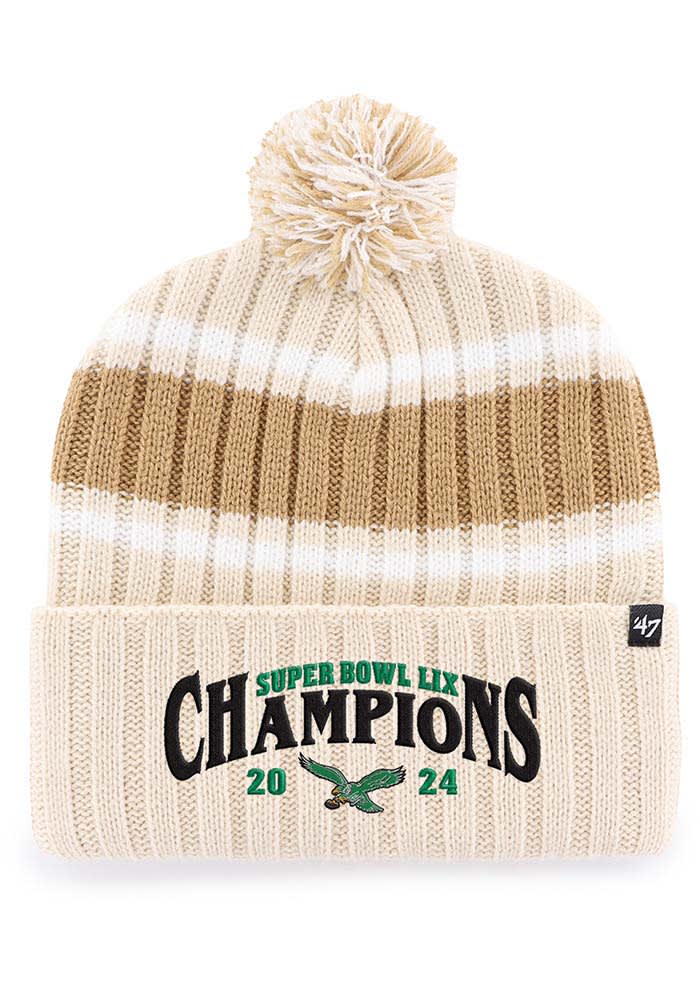 Philadelphia Eagles 47 IVORY Super Bowl LIX Champs Plateau Knit Hat ...