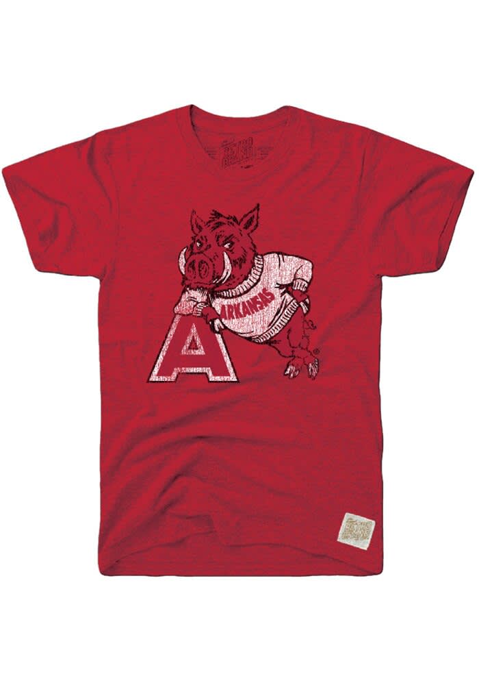 Original Retro Brand Arkansas Razorbacks CARDINAL Logo Short Sleeve ...