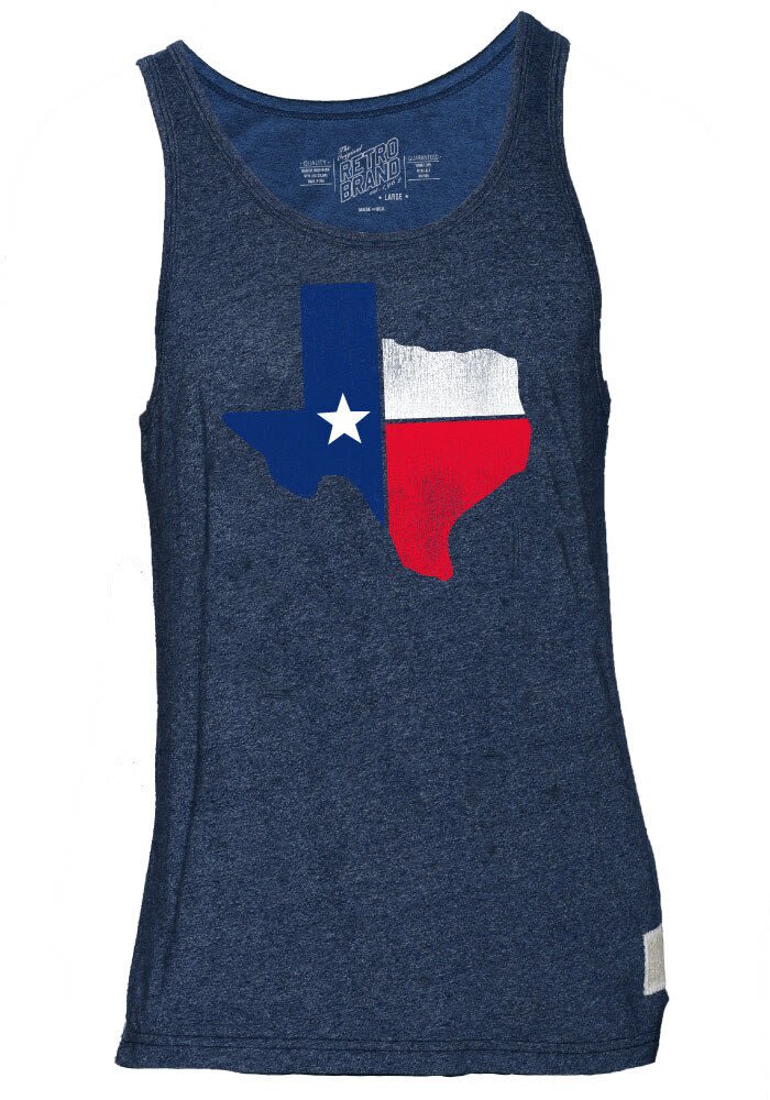 Original Retro Brand Texas Mens Short Sleeve NAVY State Shape w/flag ...