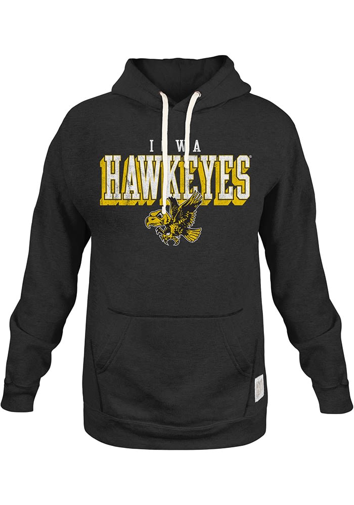 Original Retro Brand Iowa Hawkeyes Mens BLACK Bevel Vault Mascot Long ...