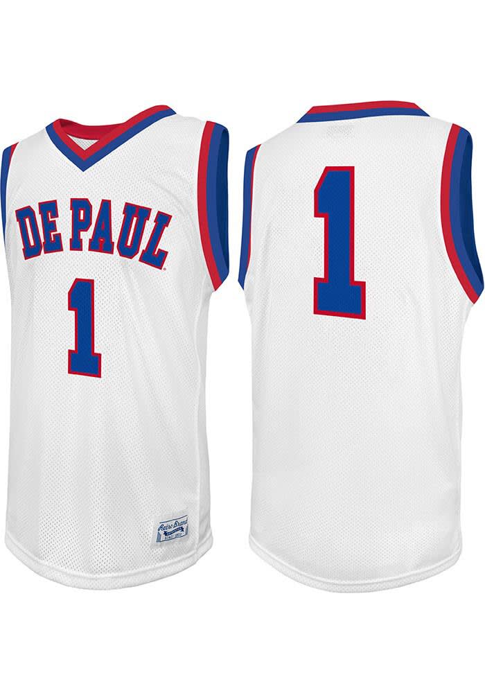 Original Retro Brand DePaul Blue Demons White Basketball Jersey - 4813738