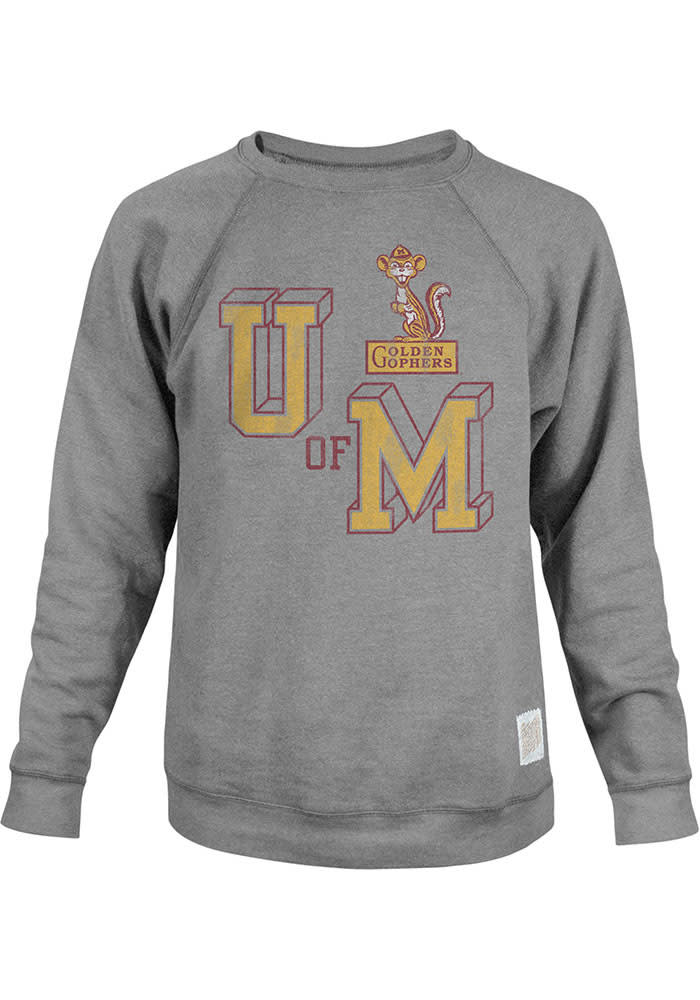 Original Retro Brand Minnesota Golden Gophers Mens HEATHER GREY Block ...
