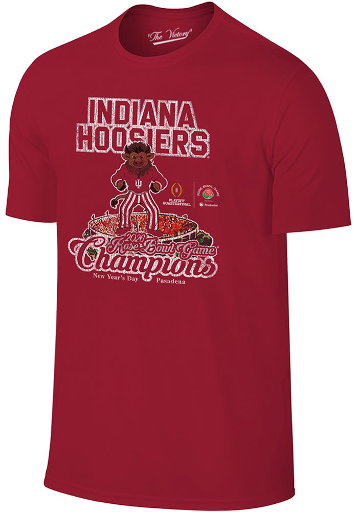 CRIMSON Indiana Hoosiers 2026 Rose Bowl Champions Bison Short Sleeve T ...