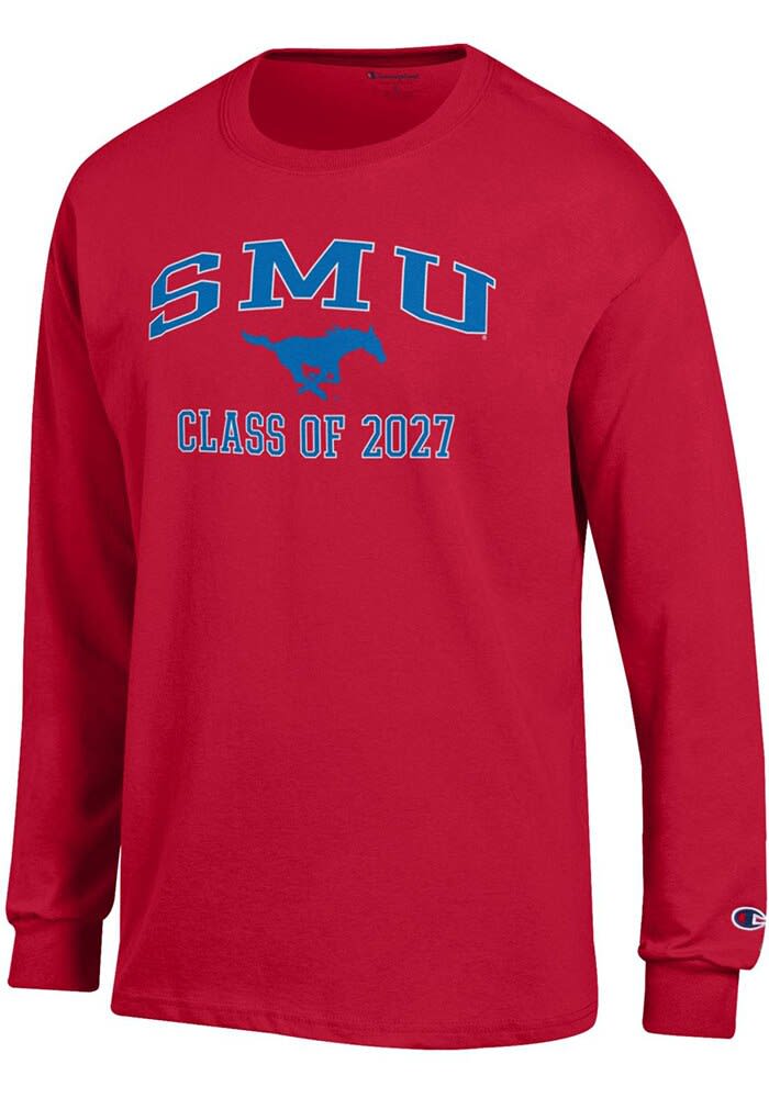 Champion SMU Mustangs Font Class of 2027 Jersey Long Sleeve T Shirt Red ...