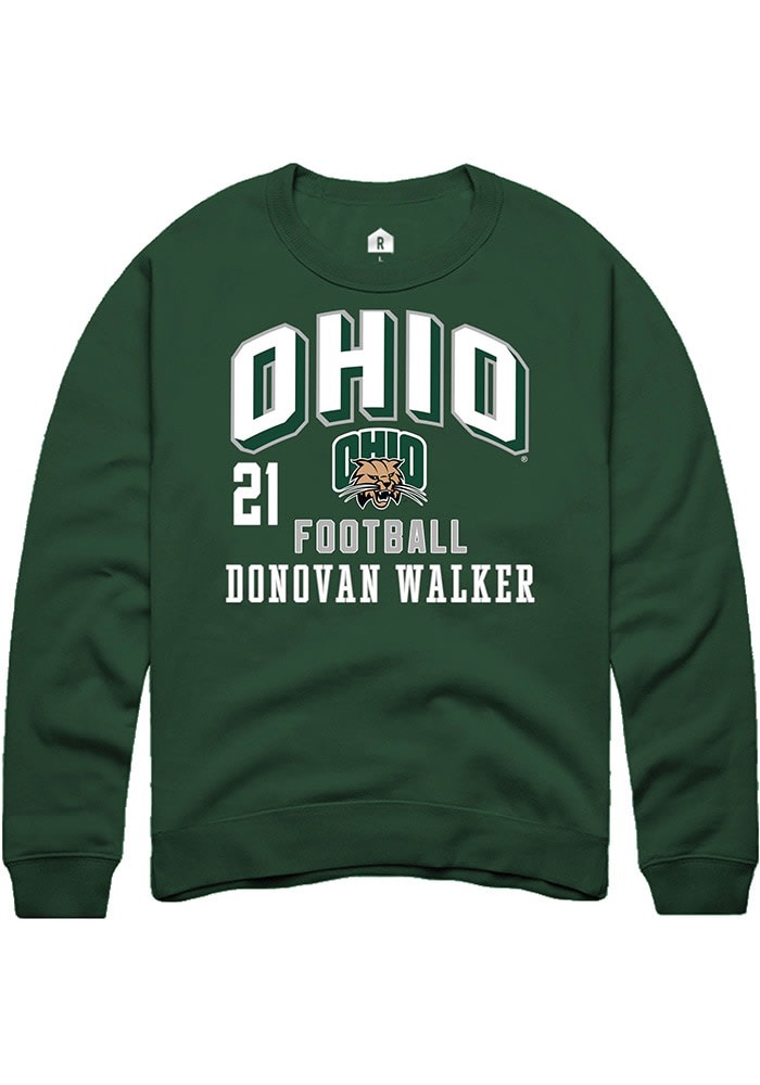 Donovan Walker Ohio Bobcats Mens GREEN Football NIL Arch Logo Player ...