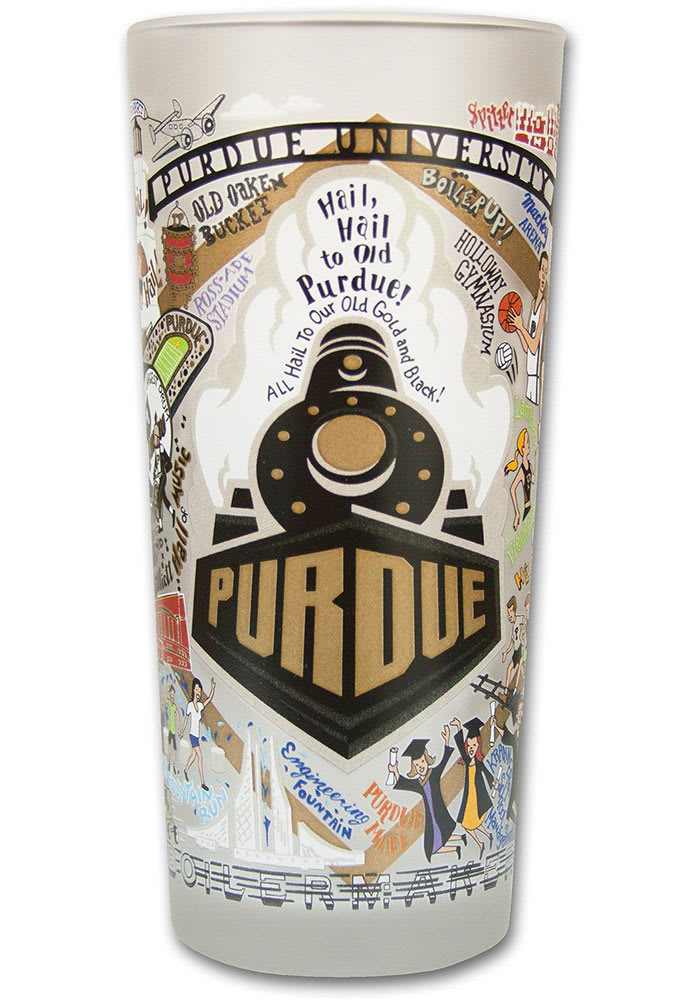 Purdue Boilermakers GOLD 15oz Hand Illustrated Frosted Pint Glass - 4950126