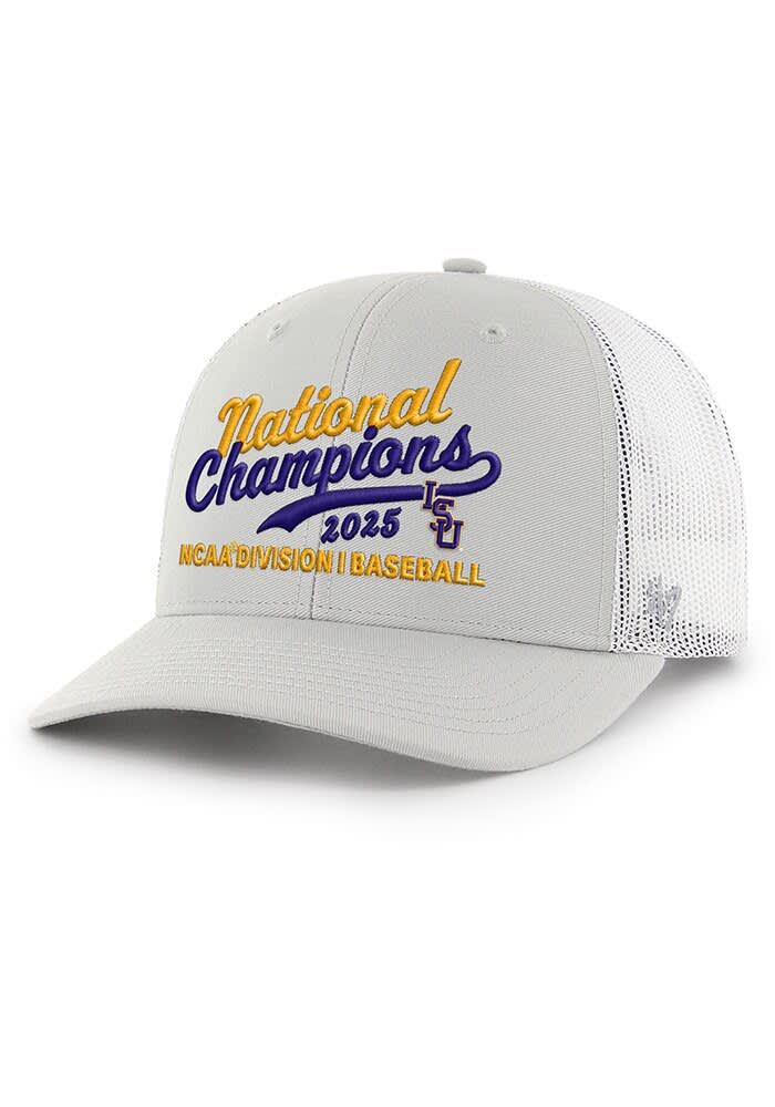 47 LSU Tigers CHARCOAL 2025 Mens College World Series Champs Trucker ...