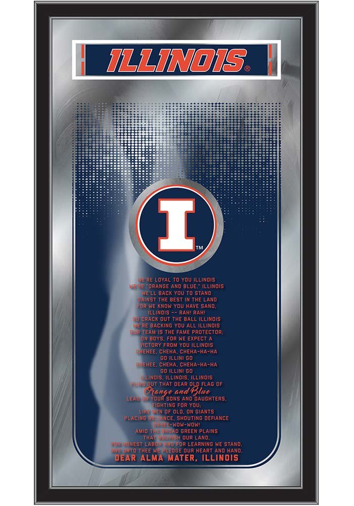 Illinois Fighting Illini SILVERGREY Fight Song Hanging Back Bar Mirror ...