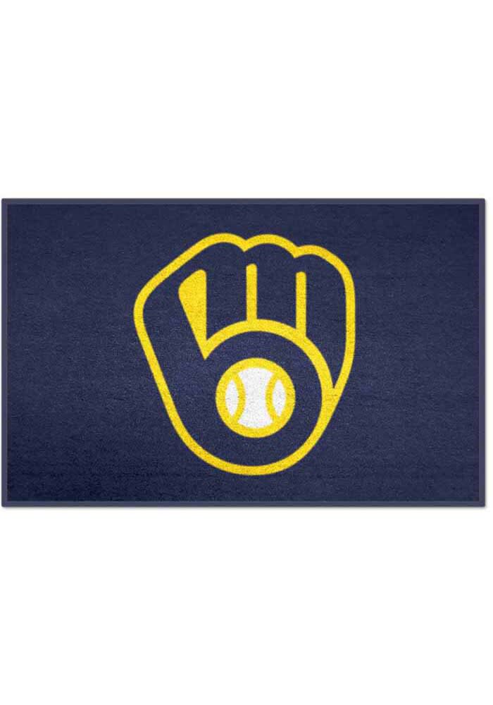 Milwaukee Brewers Cap Logo Interior Rug NAVY - 507876448