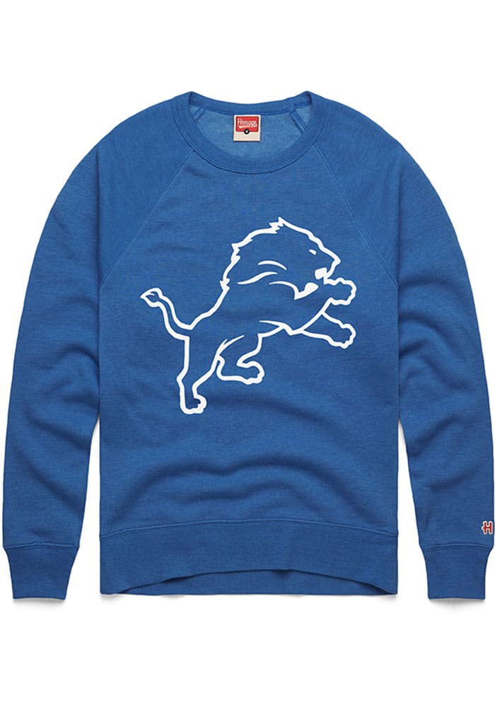 Homage Detroit Lions Mens BLUE 17 Logo Long Sleeve Fashion Sweatshirt ...