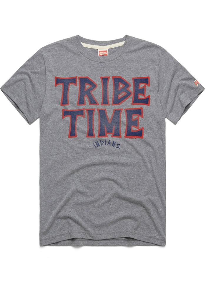 Homage Cleveland Guardians GREY Tribe Time Short Sleeve Fashion T Shirt ...