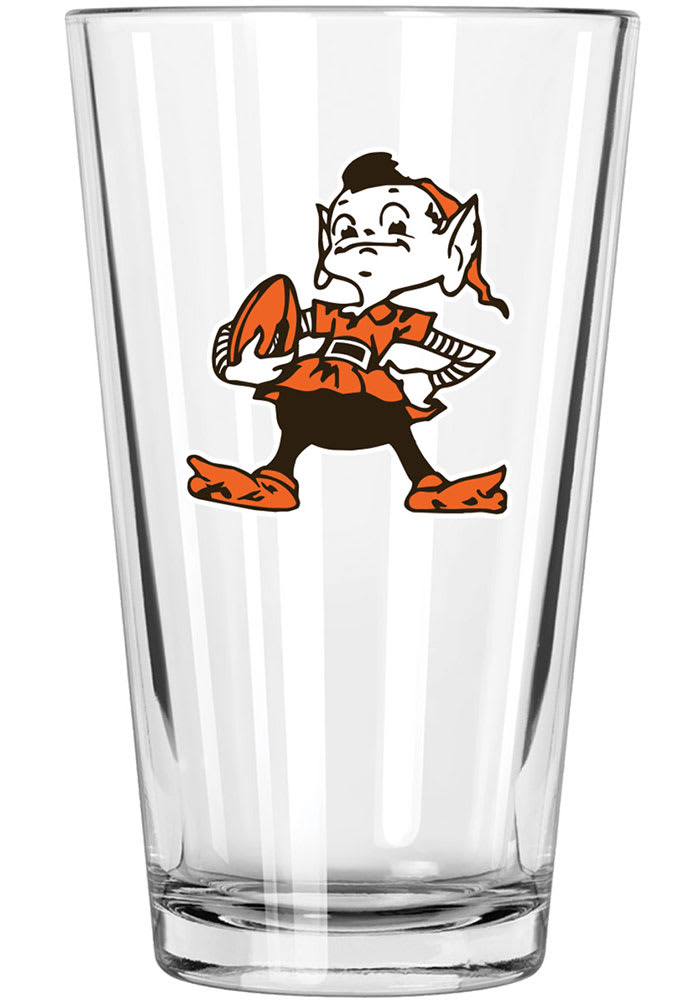 Cleveland Browns WHITE Team 16oz Retro Elf Logo Pint Glass - 5240839