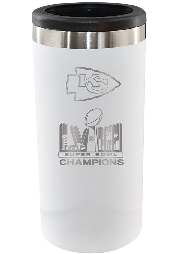 Kansas City Chiefs White Super Bowl LVIII Champs Etched 12oz Slim Can ...