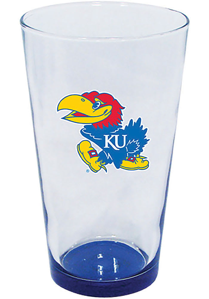 Kansas Jayhawks Blue team color on bottom of glass Pint Glass - 5241878