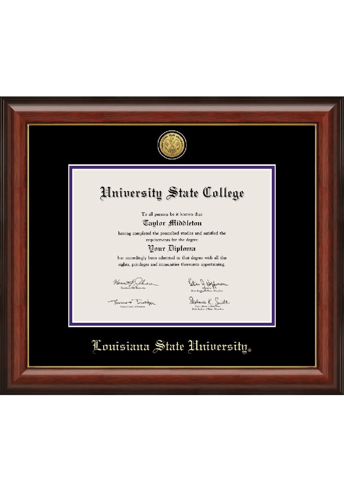 LSU Tigers BROWN Engraved Medallion Diploma Frame - 5259972
