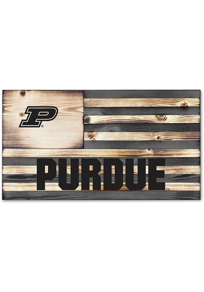 Jardine Purdue Boilermakers Brown Wood Etched Flag Sign - 52730145