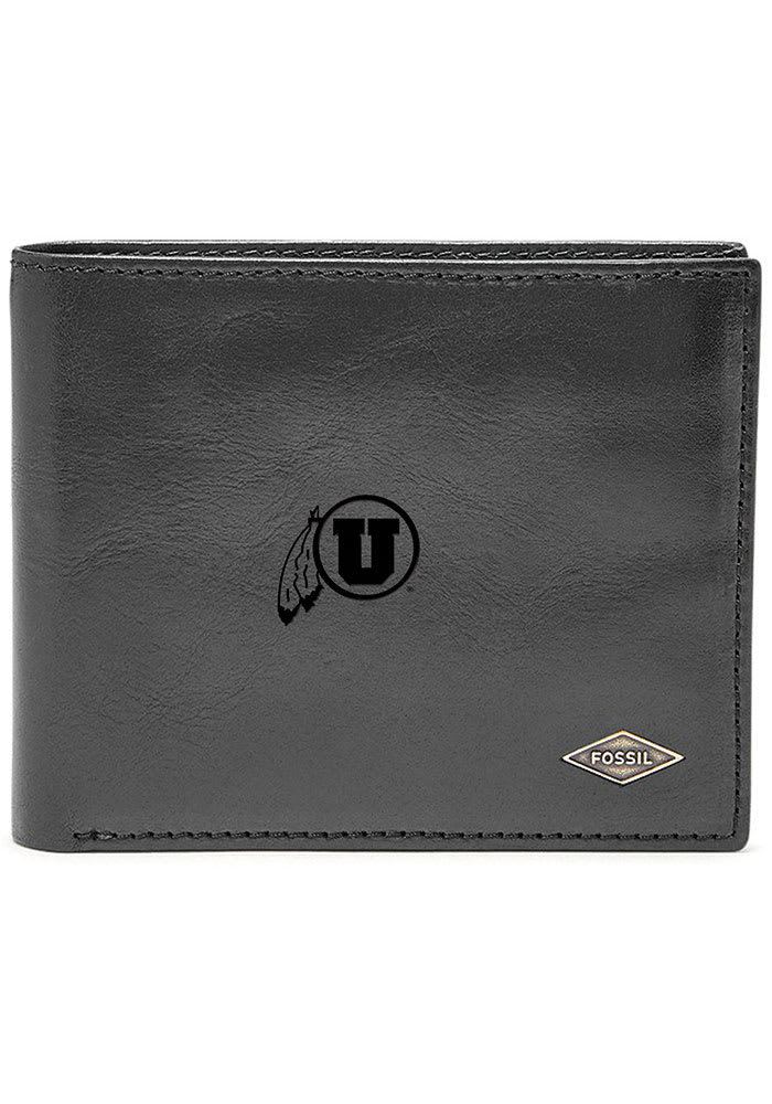 Utah Utes BLACK Leather FlipID Mens Bifold Wallet - 52730470