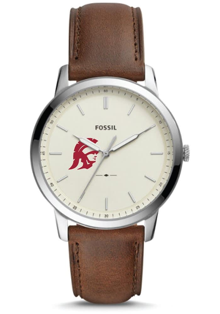 BROWN Minimalist Leather USC Trojans Mens Watch - 52731905