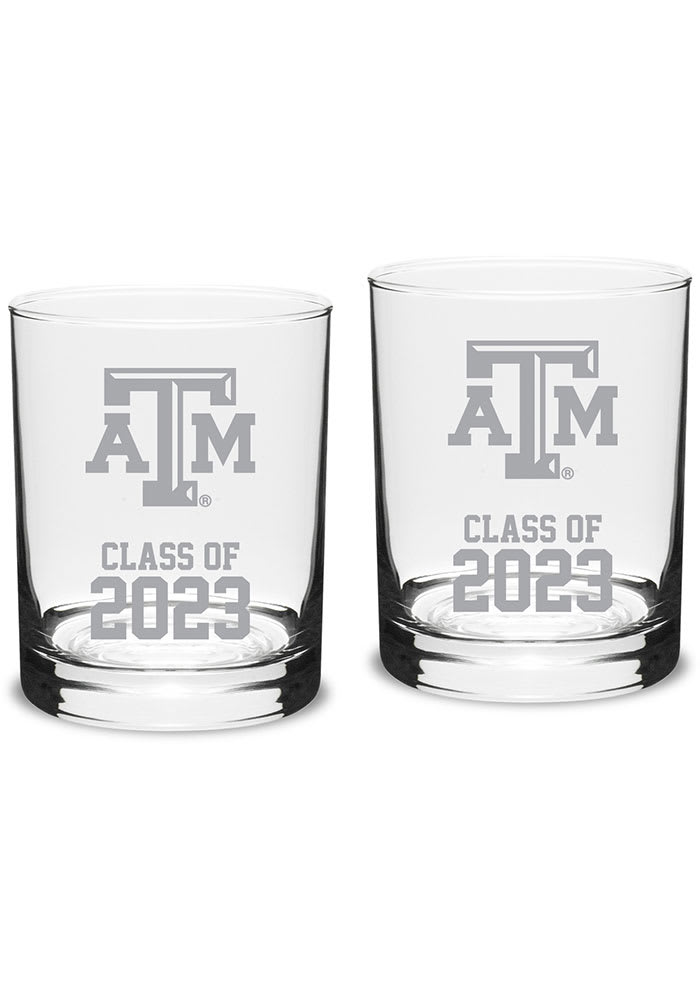 Texas A&M Aggies Class of 2023 Hand Etched Crystal 2 Piece Rock Glass