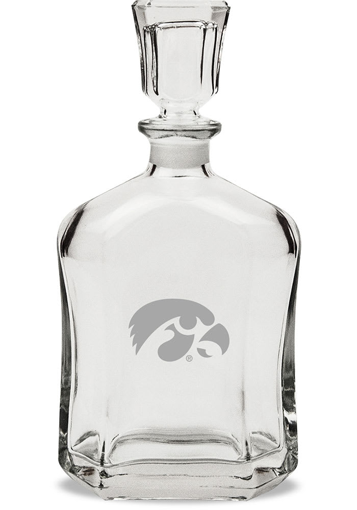 Iowa Hawkeyes CLEAR Hand Etched Whiskey 23.75oz Decanter - 52732034