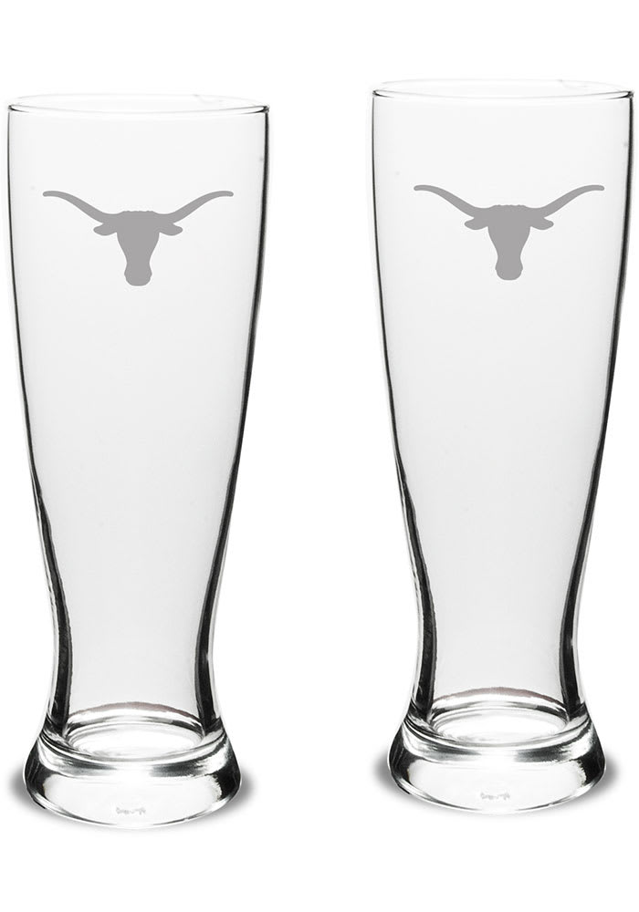 Texas Longhorns CLEAR Hand Etched Set of 2 23oz Pilsner Glass - 52732482