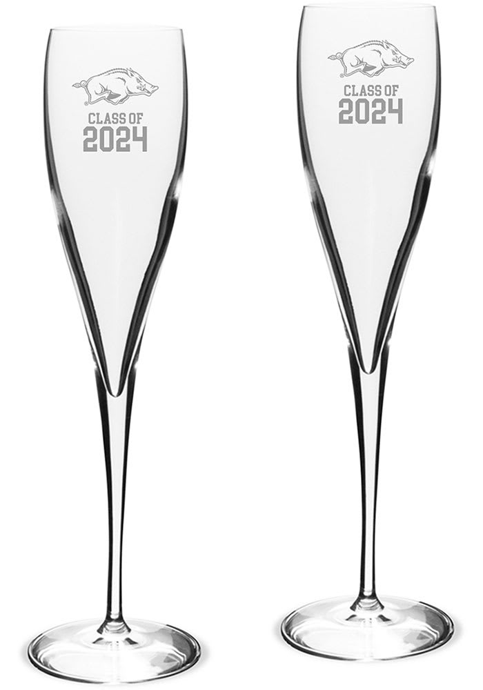 Arkansas Razorbacks CLEAR Class of 2024 Hand Etched 2Pc Set Toasting ...