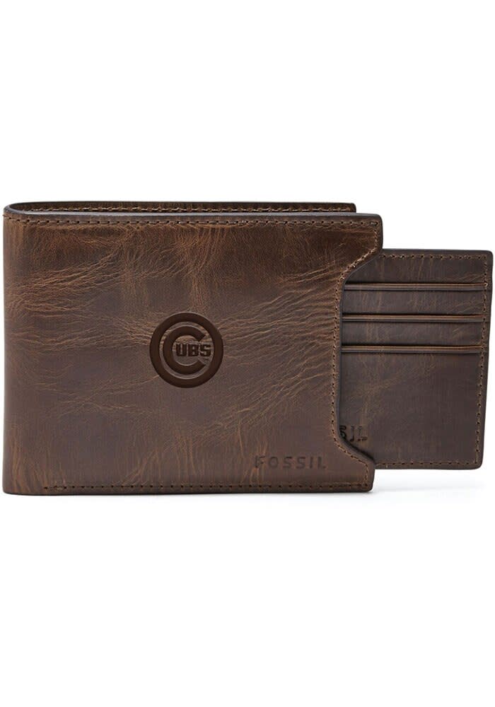 Chicago Cubs BROWN Leather Sliding 2 in 1 Mens Bifold Wallet - 52734450