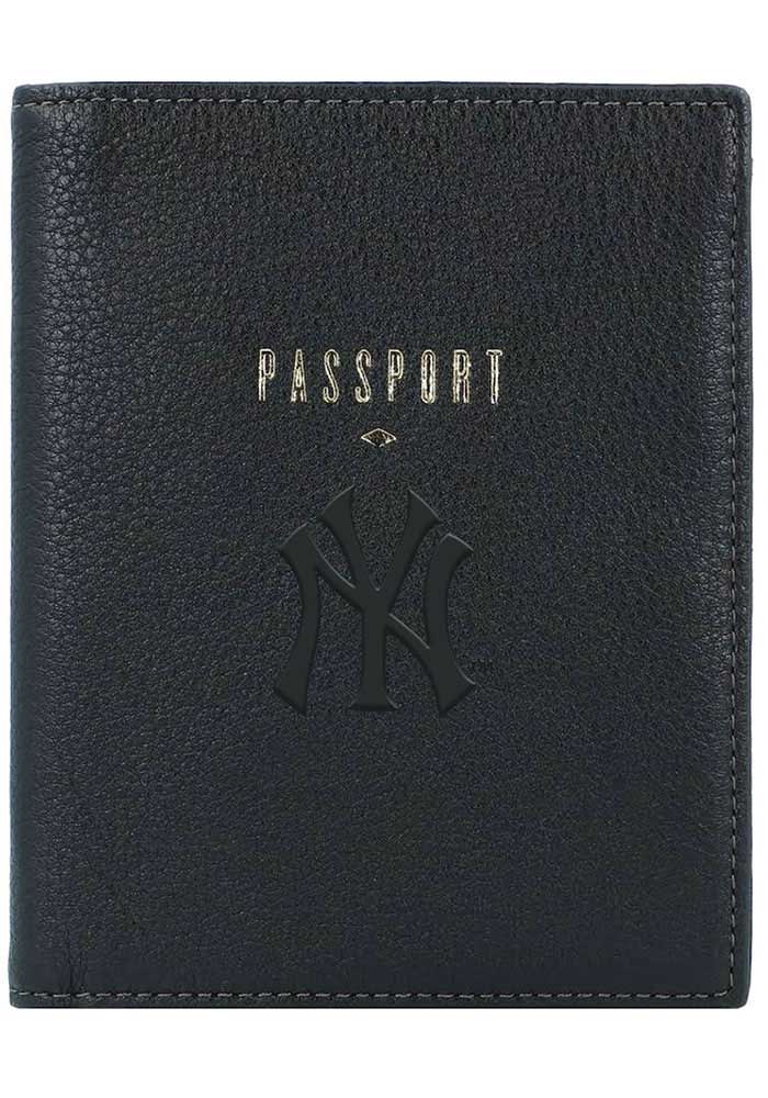 New York Yankees BLACK Eco Leather Passcase Mens Bifold Wallet - 52734791