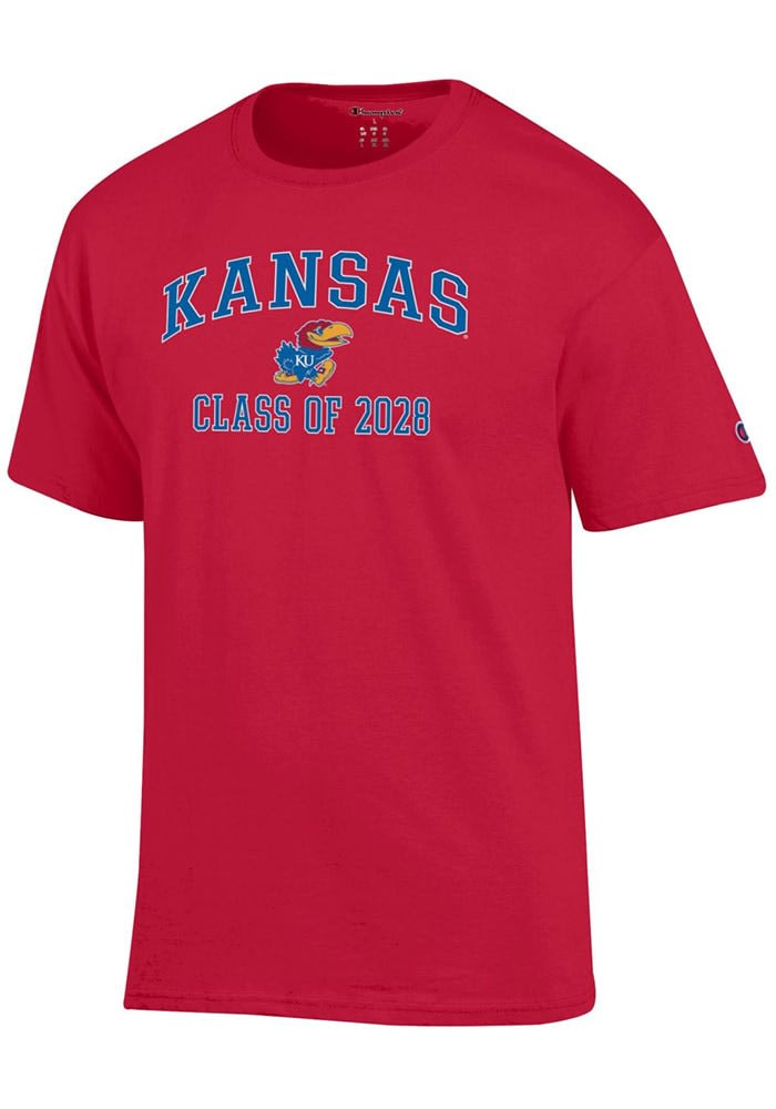 Champion Kansas Jayhawks CRIMSON Font Class of 2028 Jersey Short Sleeve ...
