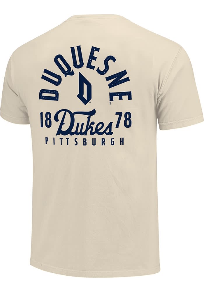 Duquesne Dukes IVORY Mascot Overlay Short Sleeve T Shirt - 5385298