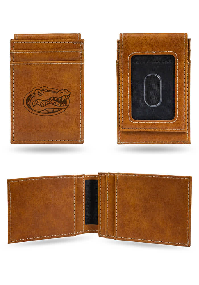 Florida Gators BROWN Laser Engraved Mens Front Pocket Wallet - 54688961