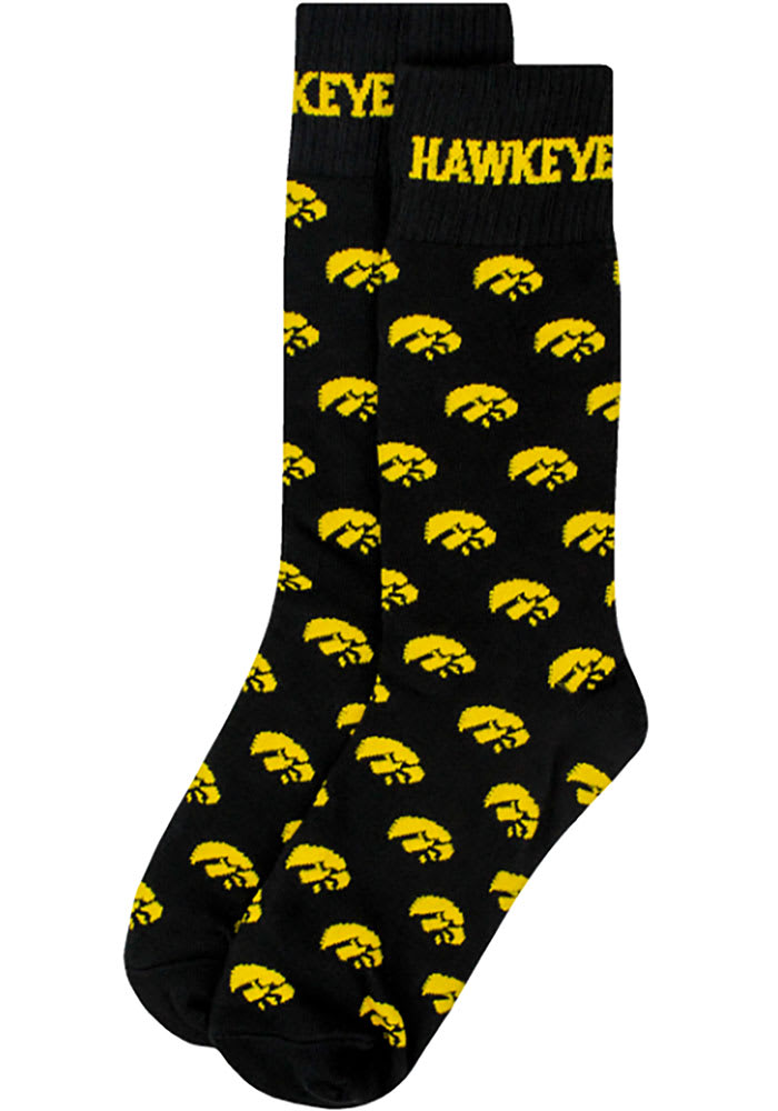 BLACK Repeating Iowa Hawkeyes Mens Dress Socks - 54820003