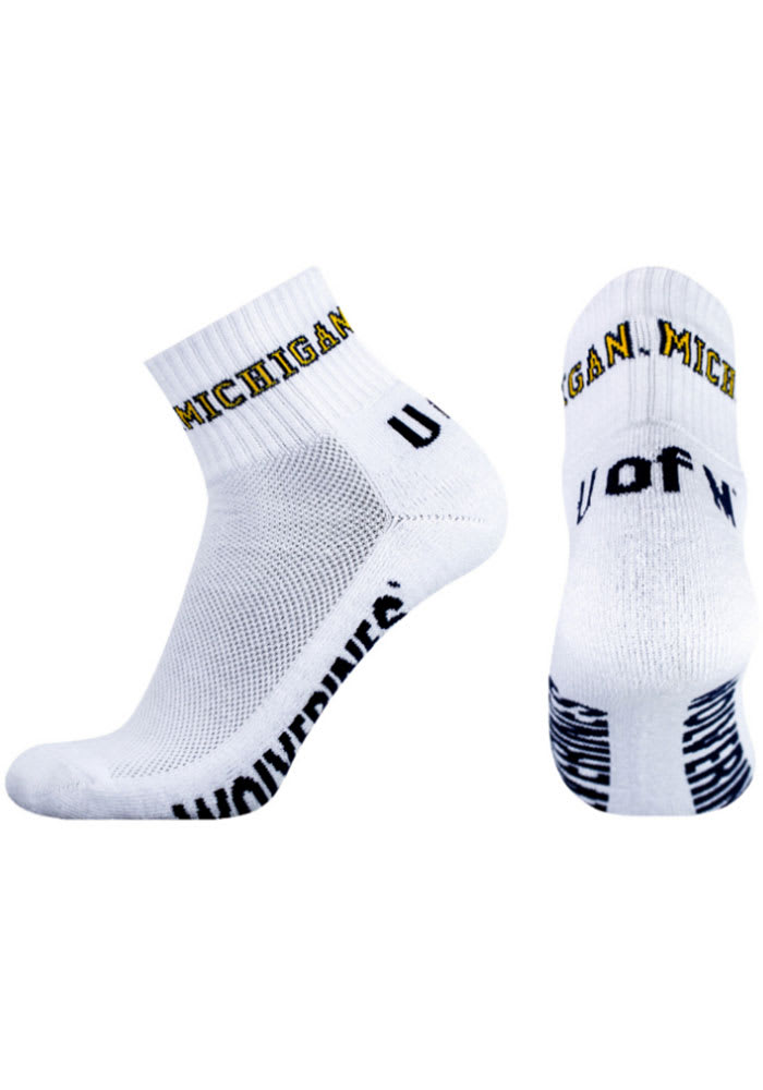 White Logo Michigan Wolverines Mens Quarter Socks - 54820026