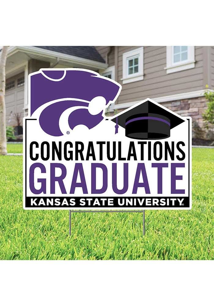 K-State Wildcats White Congratulations Graduate Yard Sign - 552474234