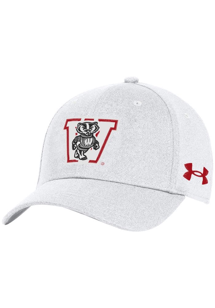 Wisconsin Badgers Mens Retro Blitzing Stretch White Under Armour Flex Hat