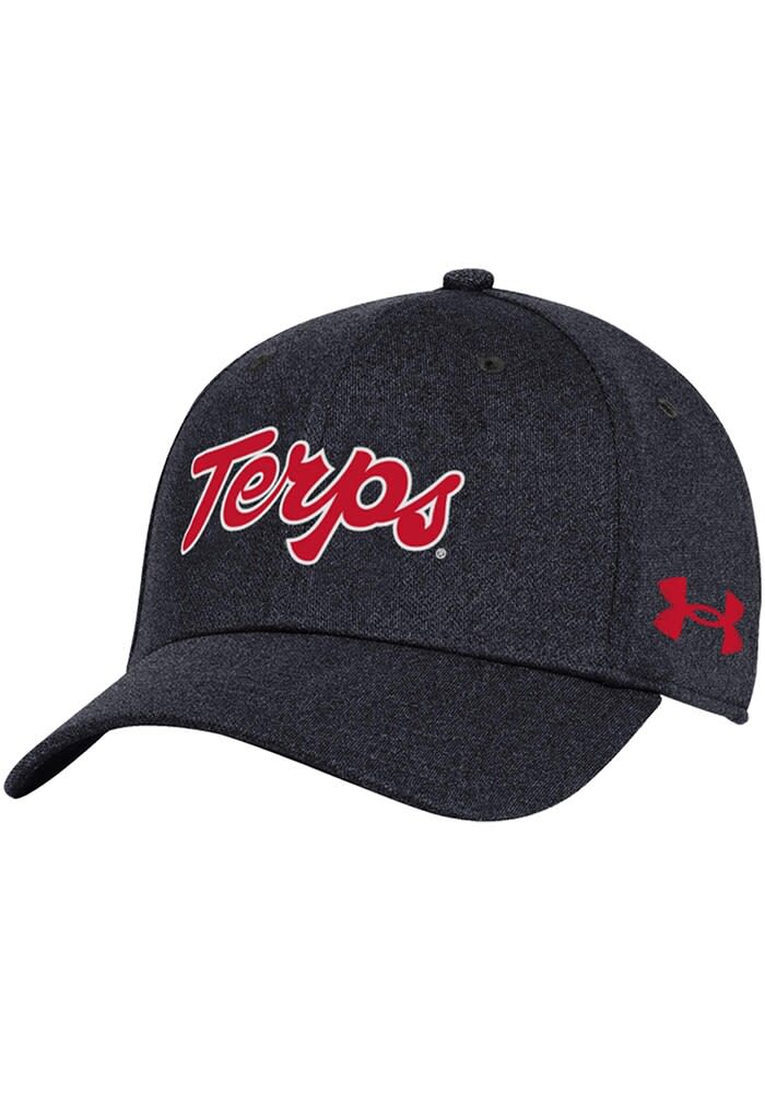 Maryland Terrapins Mens Script Blitzing Stretch BLACK Under Armour Flex Hat