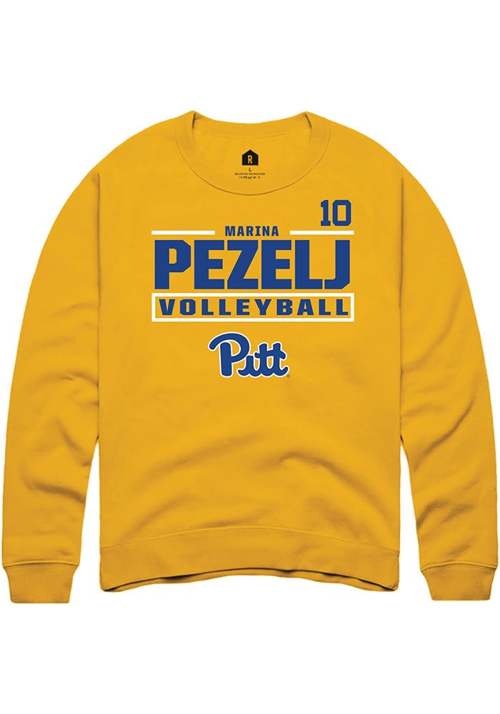 Marina Pezelj Mens GOLD Pitt Panthers NIL Stacked Box Player Crew ...