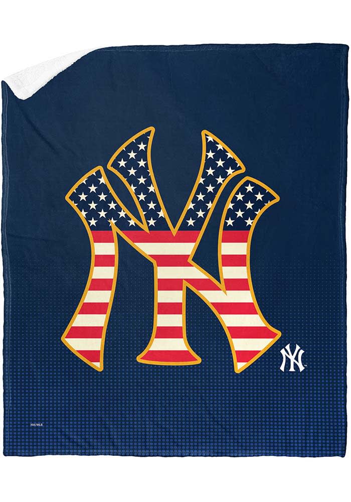 New York Yankees Jersey Silk Touch Sherpa Blanket - BLUE