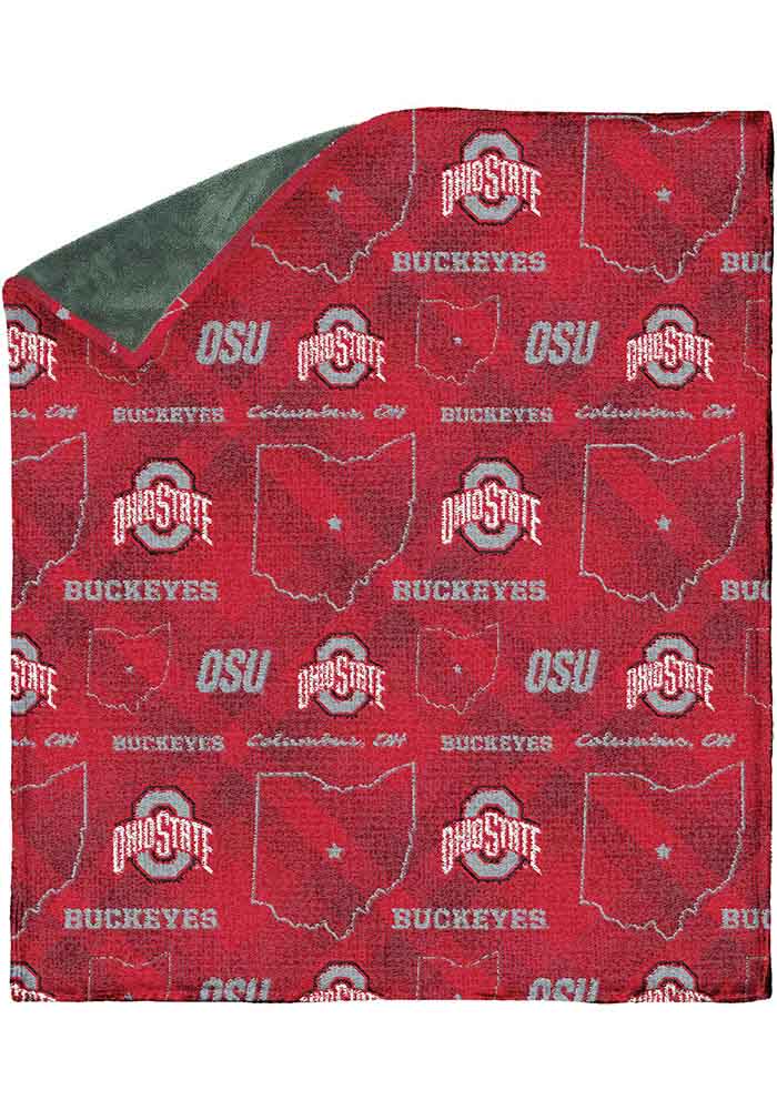 Ohio State Buckeyes Red 60X70 Chenille W/ Shp Rev Sherpa Fleece Blanket ...