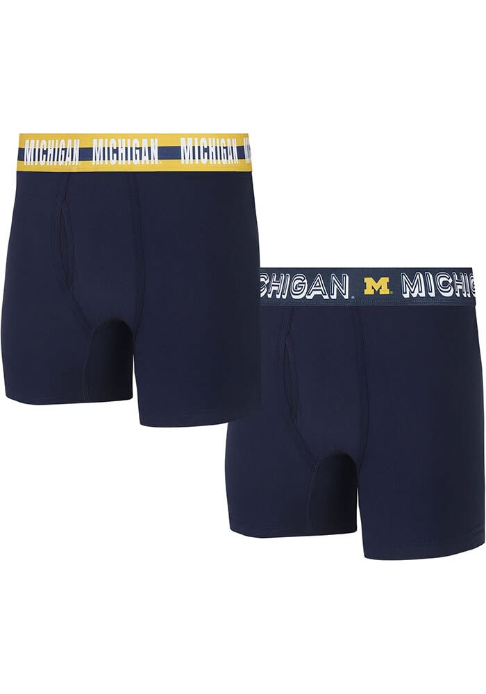 Michigan Wolverines Mens Concepts Sport NAVY/GOLD Gauge Knit Boxers ...