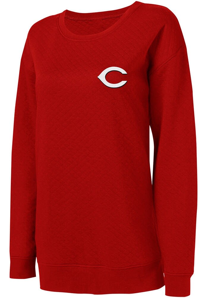 Cincinnati Reds Reds Womens Red Lunar Quilted Long Sleeve Crew Sweatshirt