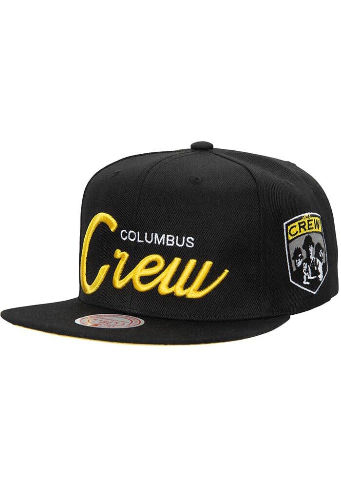 Columbus Crew Mitchell and Ness BLACK Foundation Script Snapback Hat ...
