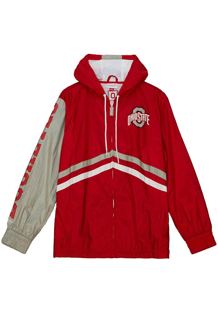 Mitchell and Ness Ohio State Buckeyes Mens Red Windbreaker Light Weight ...