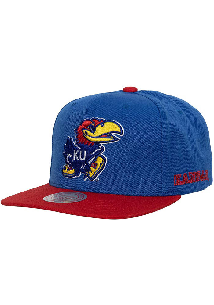 Kansas Jayhawks Mitchell and Ness ROYAL Team Origins Snapback Hat ...