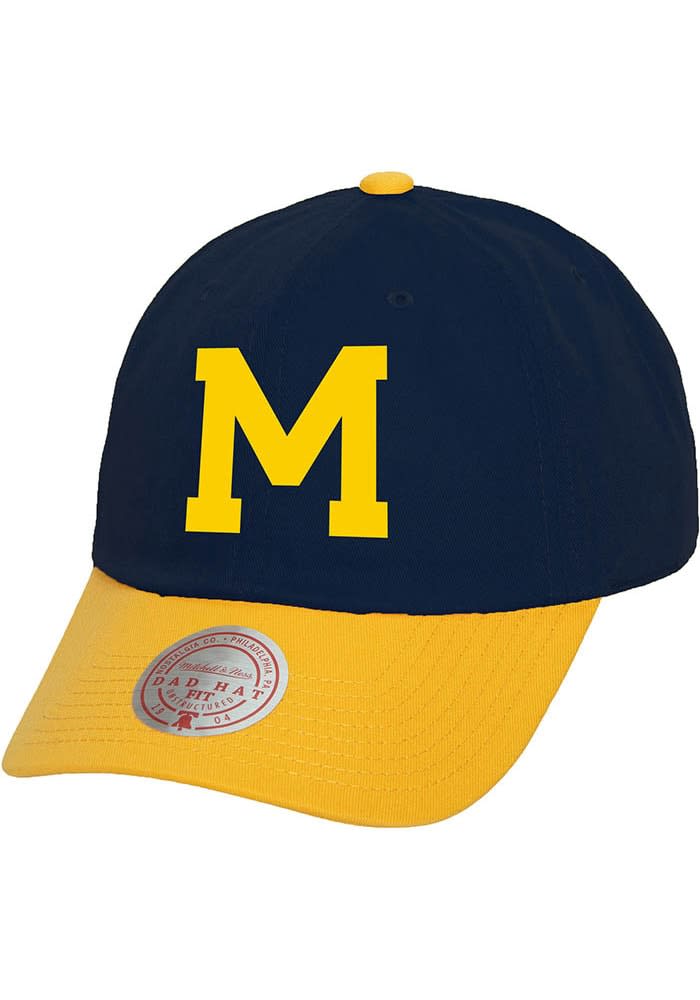 Mitchell and Ness Michigan Wolverines BLUE Team 2T 2.0 Dad Adjustable ...