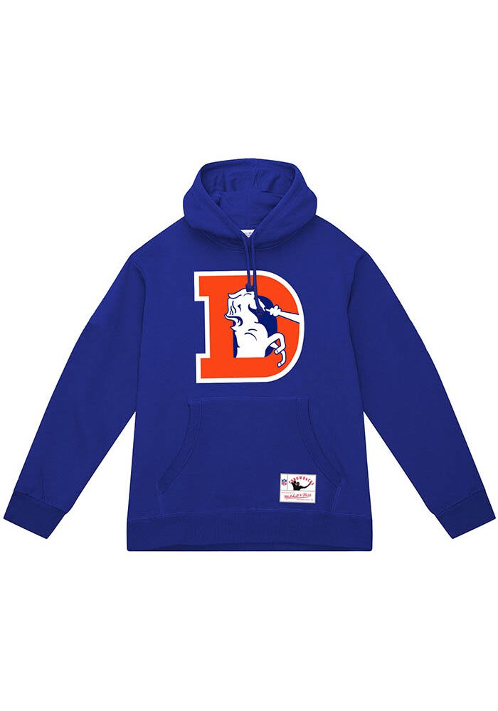 Mitchell and Ness Denver Broncos Mens ROYAL Retro Logo Hoodie - 56503974